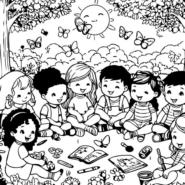 Inclusieve kleurplaat kinderen - Pink Parents